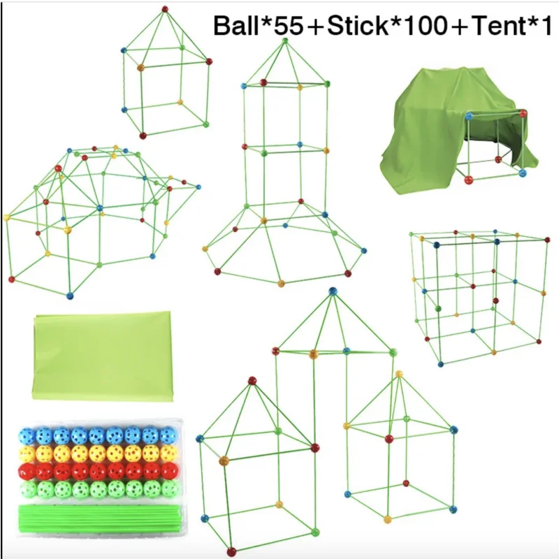 155-set-Fort-Building-Blocks-Indoor-Tent-Brick-Kit-Children-s-Diy-Ball ...