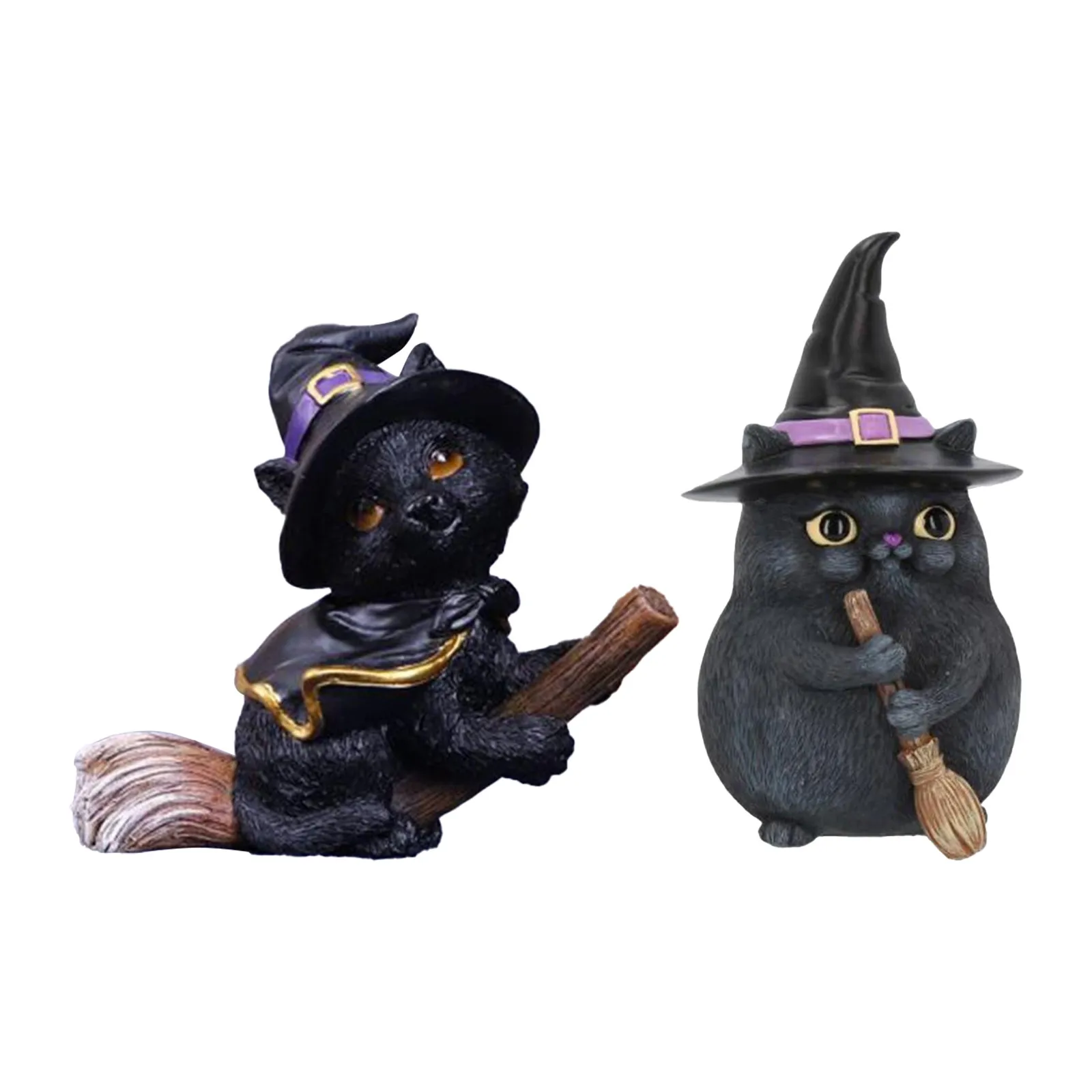 Broomstick-Cat-Resin-Crafts-Cute-Witch-Cats-Figurine-Sculpture-Artifact ...