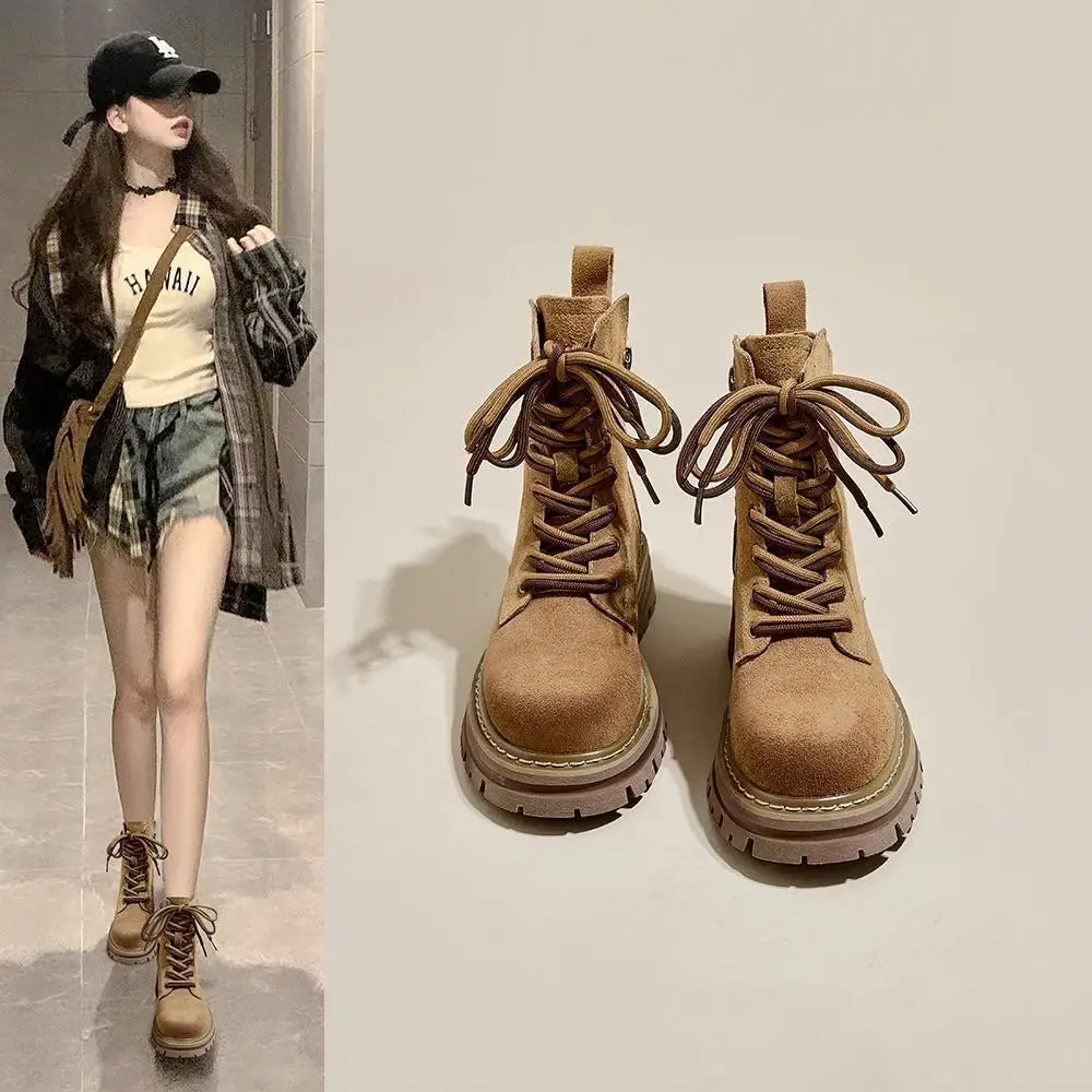 Sanded-leather-big-yellow-boots-Women-s-2023-vintage-work-Western ...