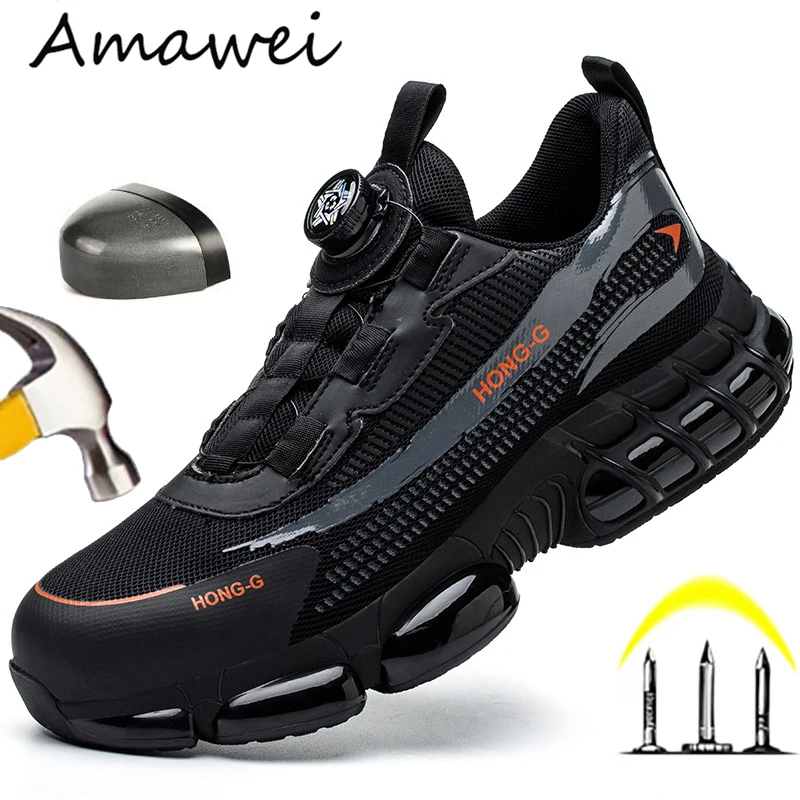 New-Rotary-Buckle-Men-Boots-Indestructible-Safety-Shoes-With-Steel-Toe ...