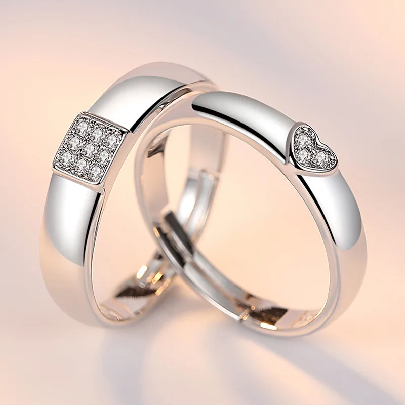 2Pcs-sets-Geometric-Love-Heart-Zircon-Rings-Paired-Rings-for-Couple ...