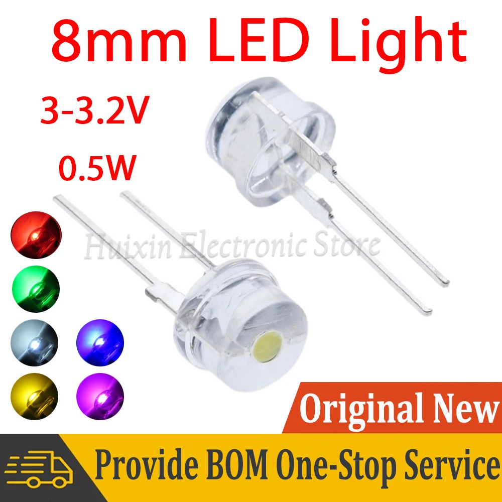 10pcs F8 8MM Warm White Blue Green Red Yellow LED Super Bright Straw ...