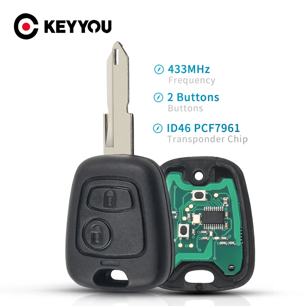 KEYYOU-Remote-Car-Key-433MHz-ID46-PCF7961-chip-For-Peugeot-106-107-206 ...