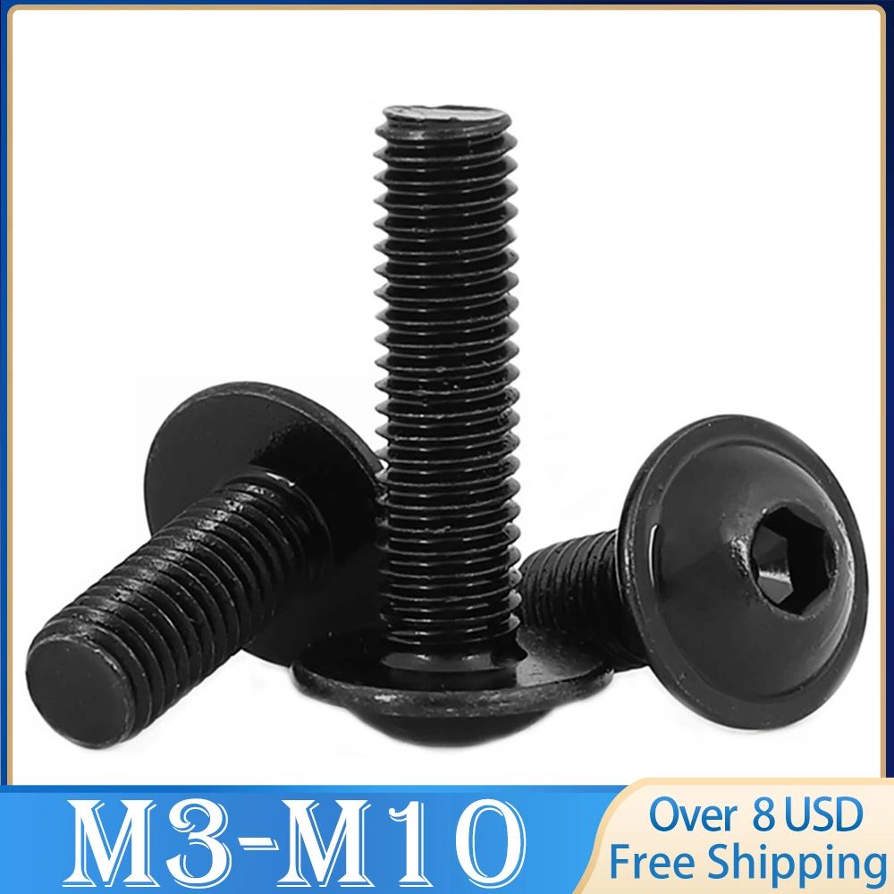 10pcs M3 M4 M5 M6 M8 M10 Grade 10.9 Black Hex Hexagon Socket Round ...