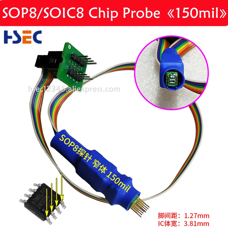 Soic8 Sop8 Test Clip Probe Line For Eeprom 93cxx/25cxx/24cxx Circuit ...