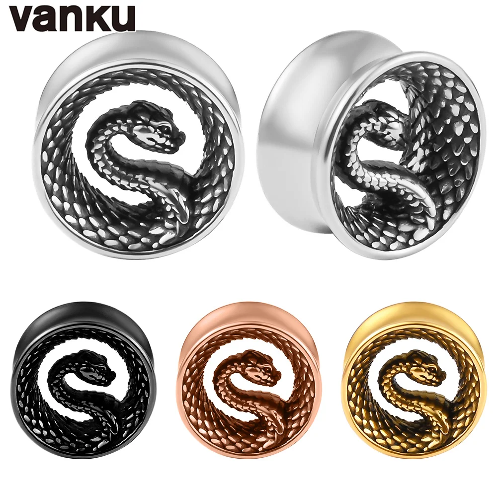 Vanku-2PCS-8-25mm-316-Stainless-Steel-Round-Punk-Cool-Sanke-Ear-Gauges ...