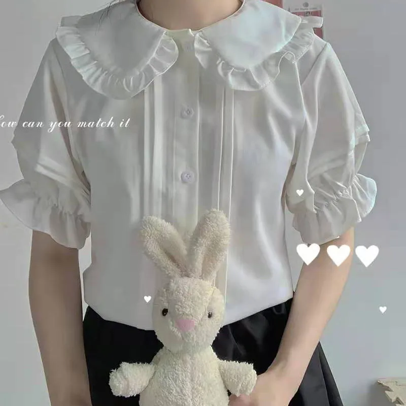 Preppy-Style-Kawaii-Peter-Pan-Collar-Blouses-Women-Summer-Sweet-Ruffle ...