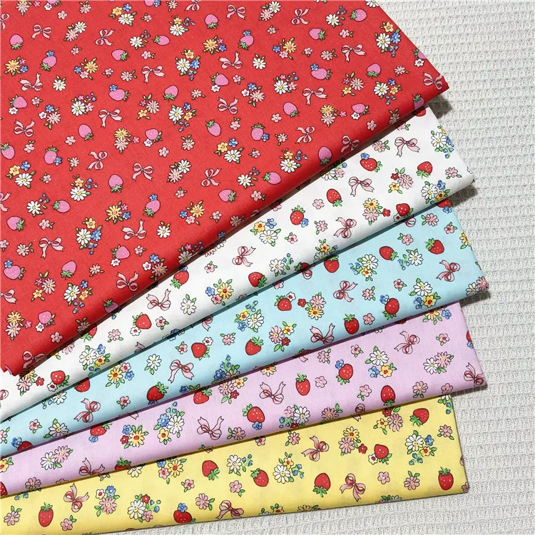 160x50cm Cute and Fresh Strawberry Printed Twill Cotton Fabric for ...