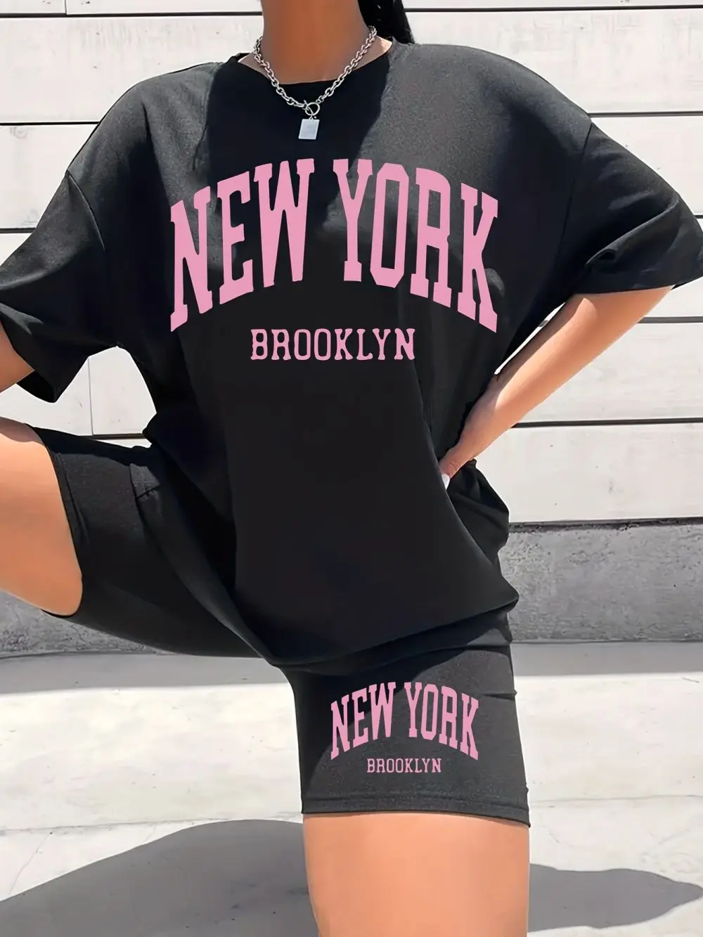 New York Brooklyn Letter Prints Short Sleeved Suit Fashion Women Tops ...