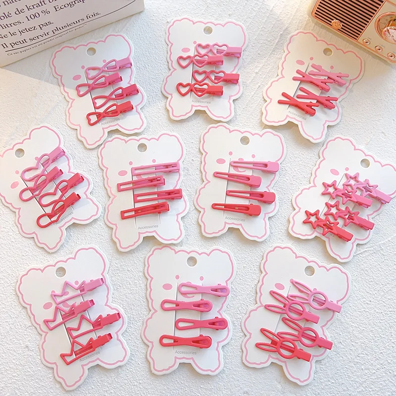 4pcs/set Pink Bow Crown Star Children Barrettes Hair Pins Clip Mother ...