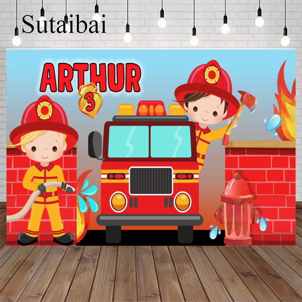 Fireman-Sam-Photography-Backdrop-Boys-Firefighter-Engine-Birthday-Party ...