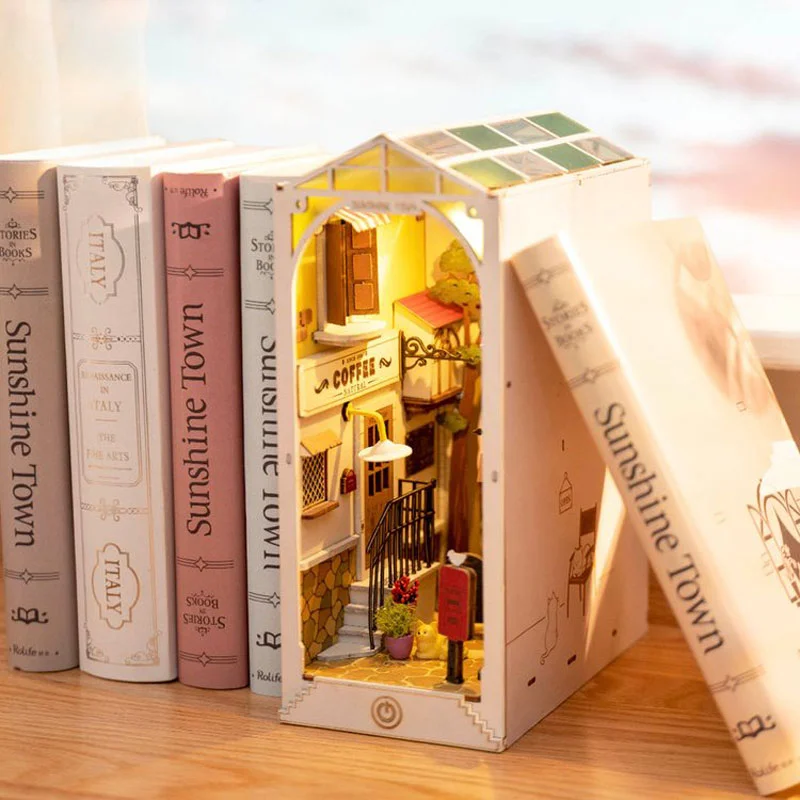 Robotime Rolife DIY Book Nook Wooden Miniature Doll House for Bookshelf ...