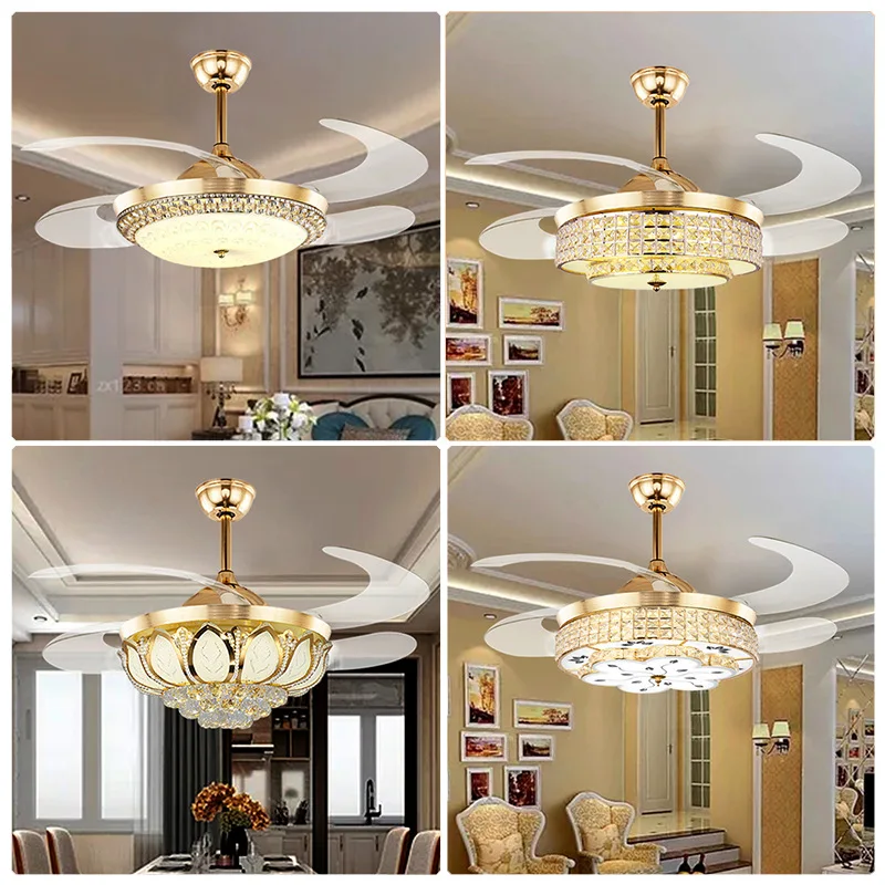 Luxury 42 Inch ceiling fans with light gold color home fan lamp remote ...