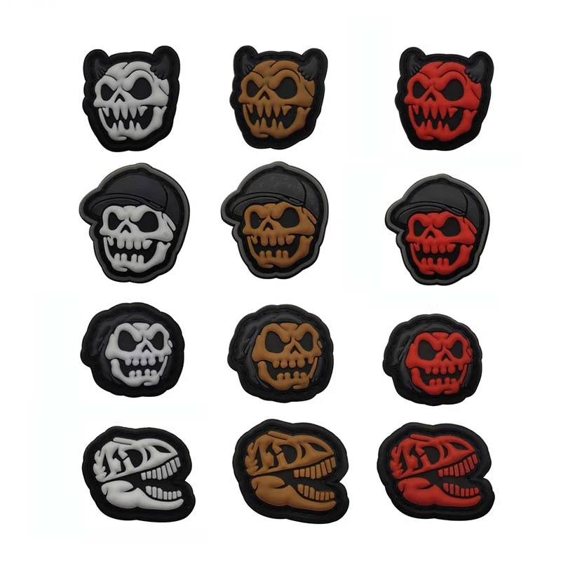 3D PVC Rubber Backpack Patches,Mini Funny Skeleton Skull Stickers ...
