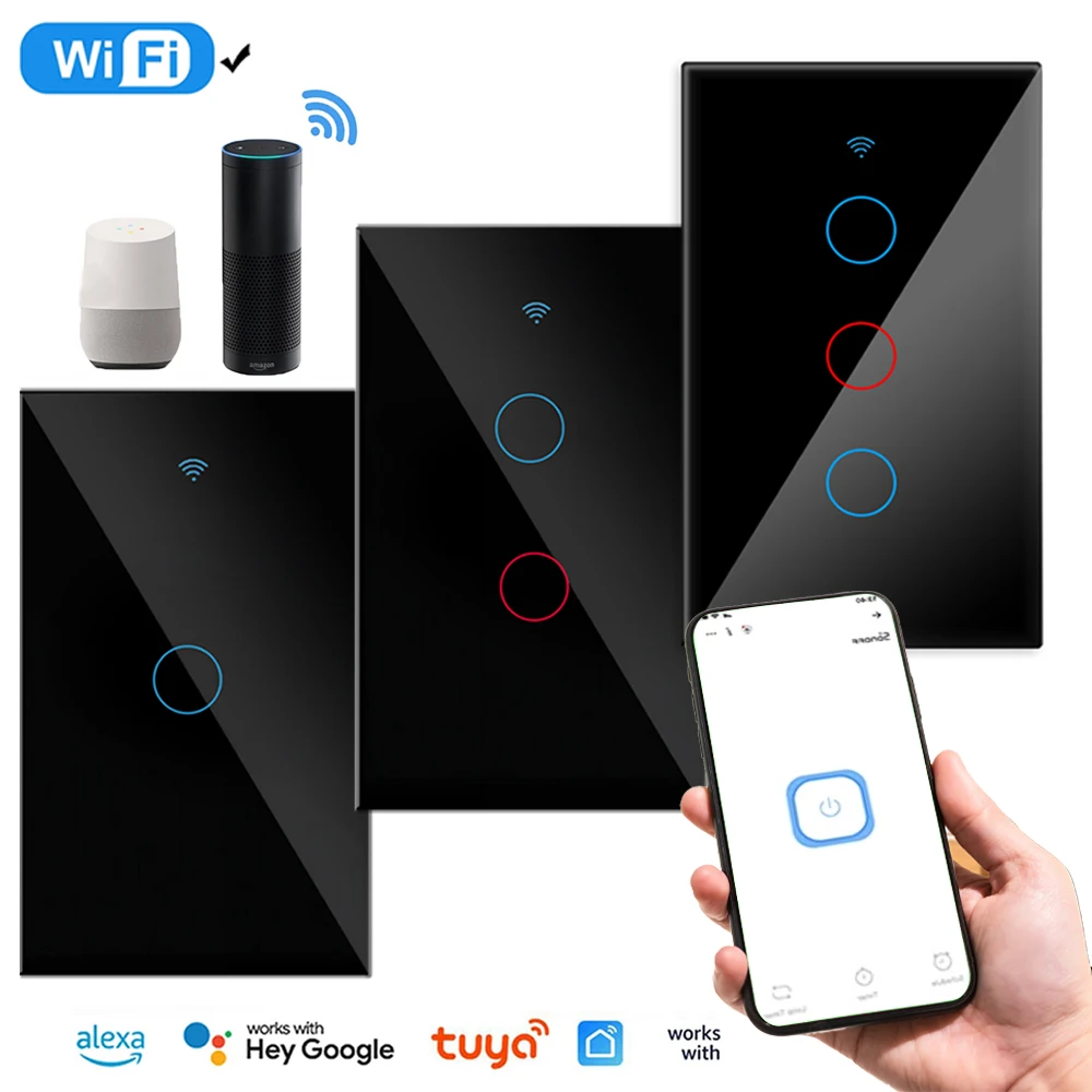 Wifi-Smart-Light-Switch-Glass-Screen-Touch-Panel-Voice-Control-Wireless ...