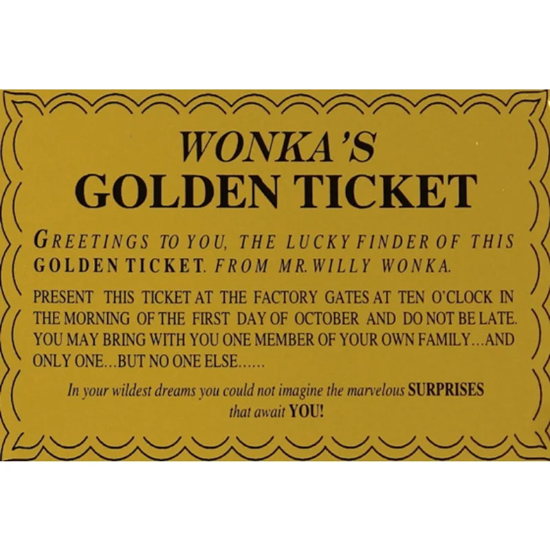 Willy Wonka Chocolate Golden Ticket