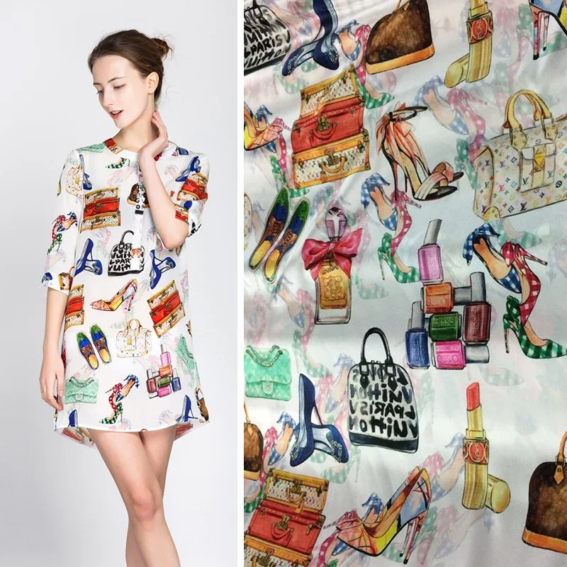 110cm-Wide-22mm-95-Mulberry-Silk-5-Spandex-Shoes-Package-Print-Stretch ...