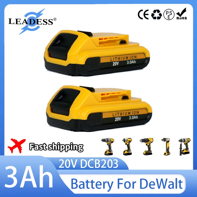 20V-3Ah-DCB203-Battery-for-DeWalt-18v-20V-Max-Lithium-Ion-Battery ...
