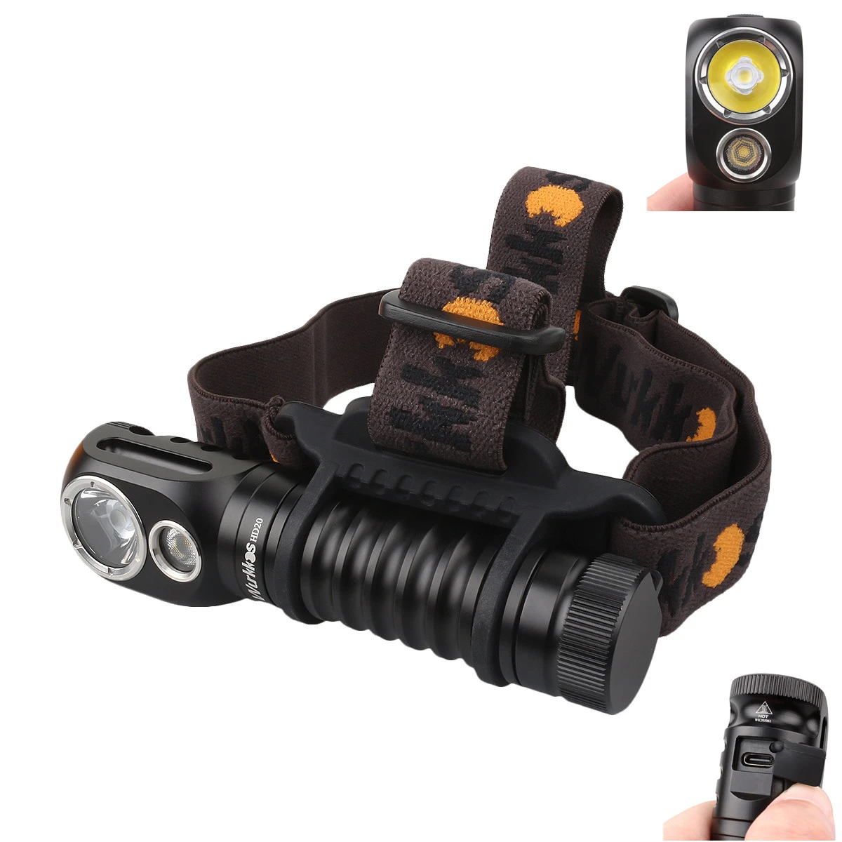 HD20 USB C Rechargeable Headlamp 21700 LED light 2000lm Dual LEDs LH351D XPL with Reverse Charge ...