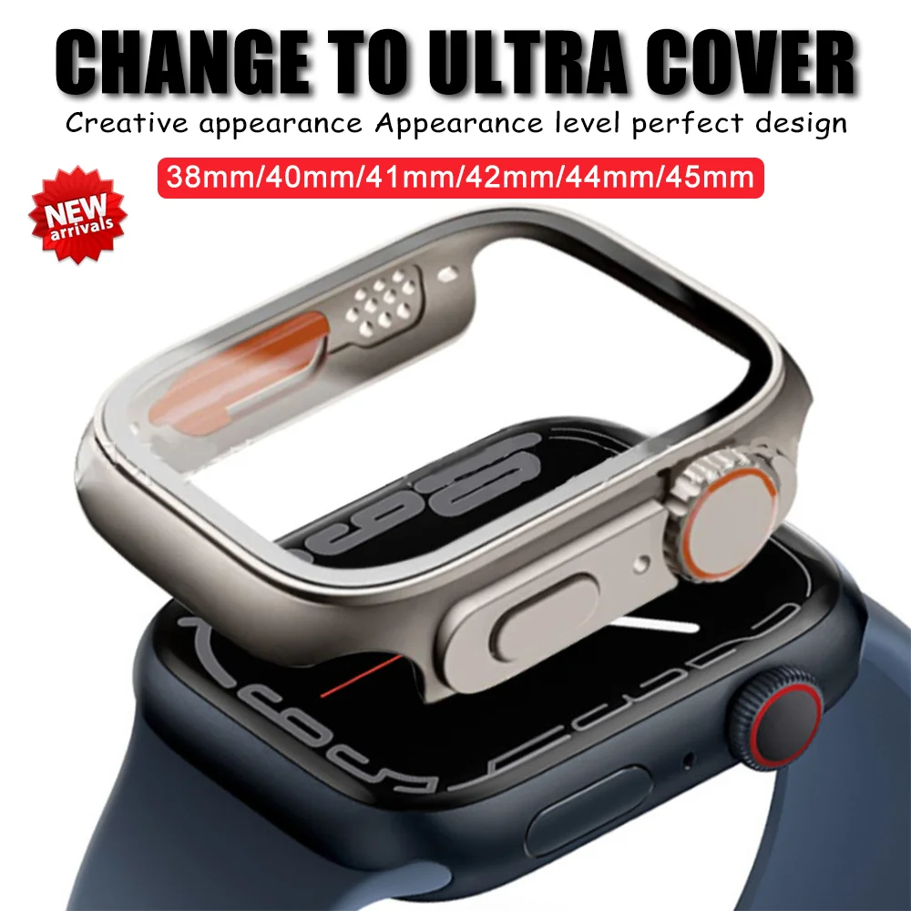 Change-to-Ultra-For-Apple-Watch-Case-Tempered-Glass-Cover-8-7-6-5-4 ...