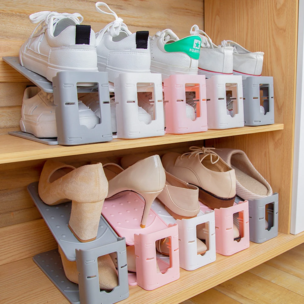 4PCS-Adjustable-Double-Layer-Shoe-Storage-Rack-Shoe-Hanger-Stand-Shelf ...