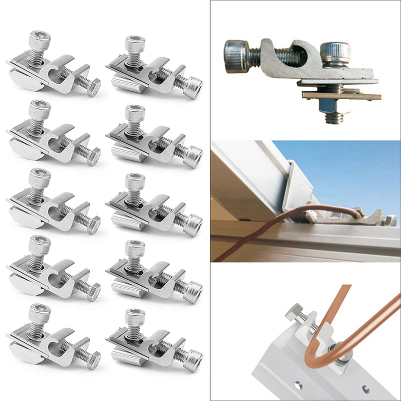 Solar-Panel-Fasteners-Clips-Grounding-Lugs-Cable-Clamps-Aluminum-Lay-in ...