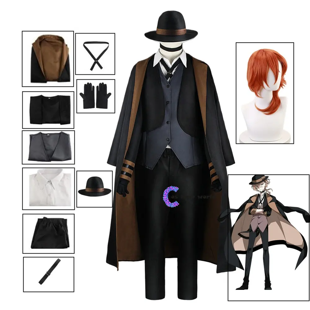 Bungo-Stray-Dogs-Nakahara-Chuuya-Cosplay-Costume-Wig-Hat-Glove-Jacket ...