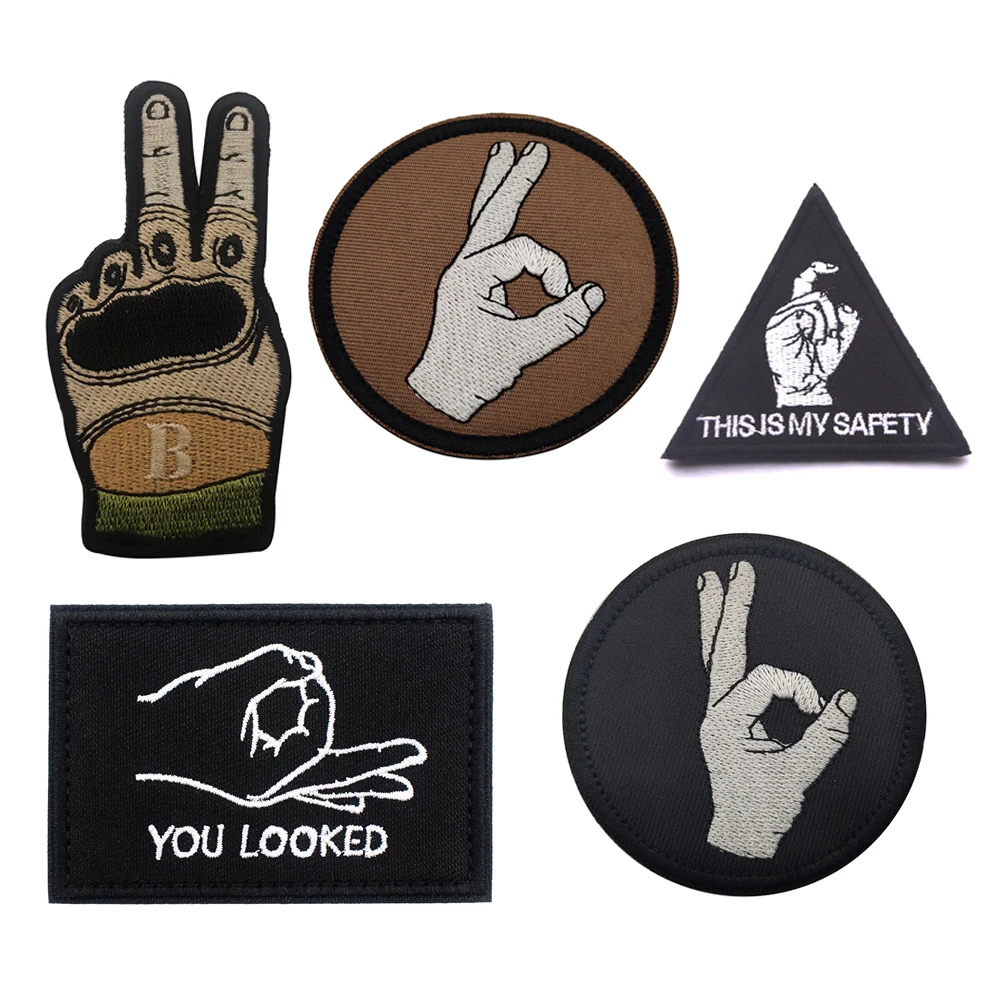 You Looked OK Victory Sign Patch Hook Loop Emblem Badge For Vest ...