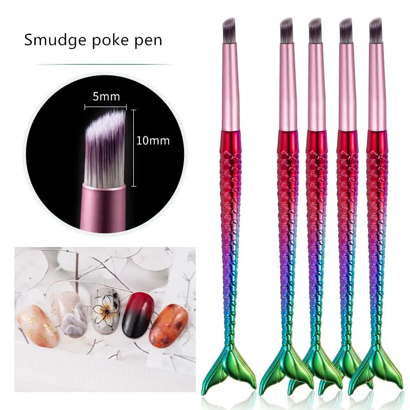 1PC Nail Art Pintura Escova Manicure Smudge Pen Big Head Pen Blooming ...