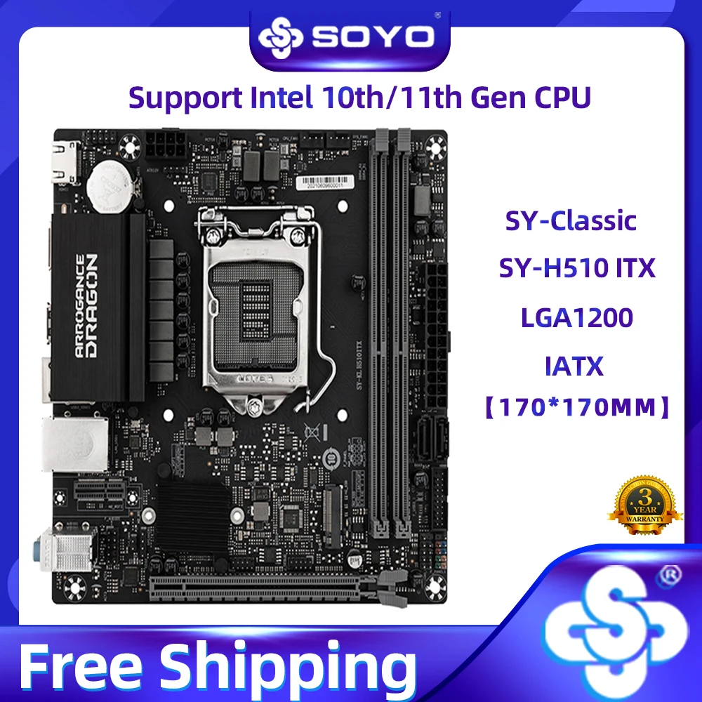 SOYO-Full-New-SY-H510-ITX-Motherboard-LGA1200-Slot-Dual-Channel-DDR4 ...