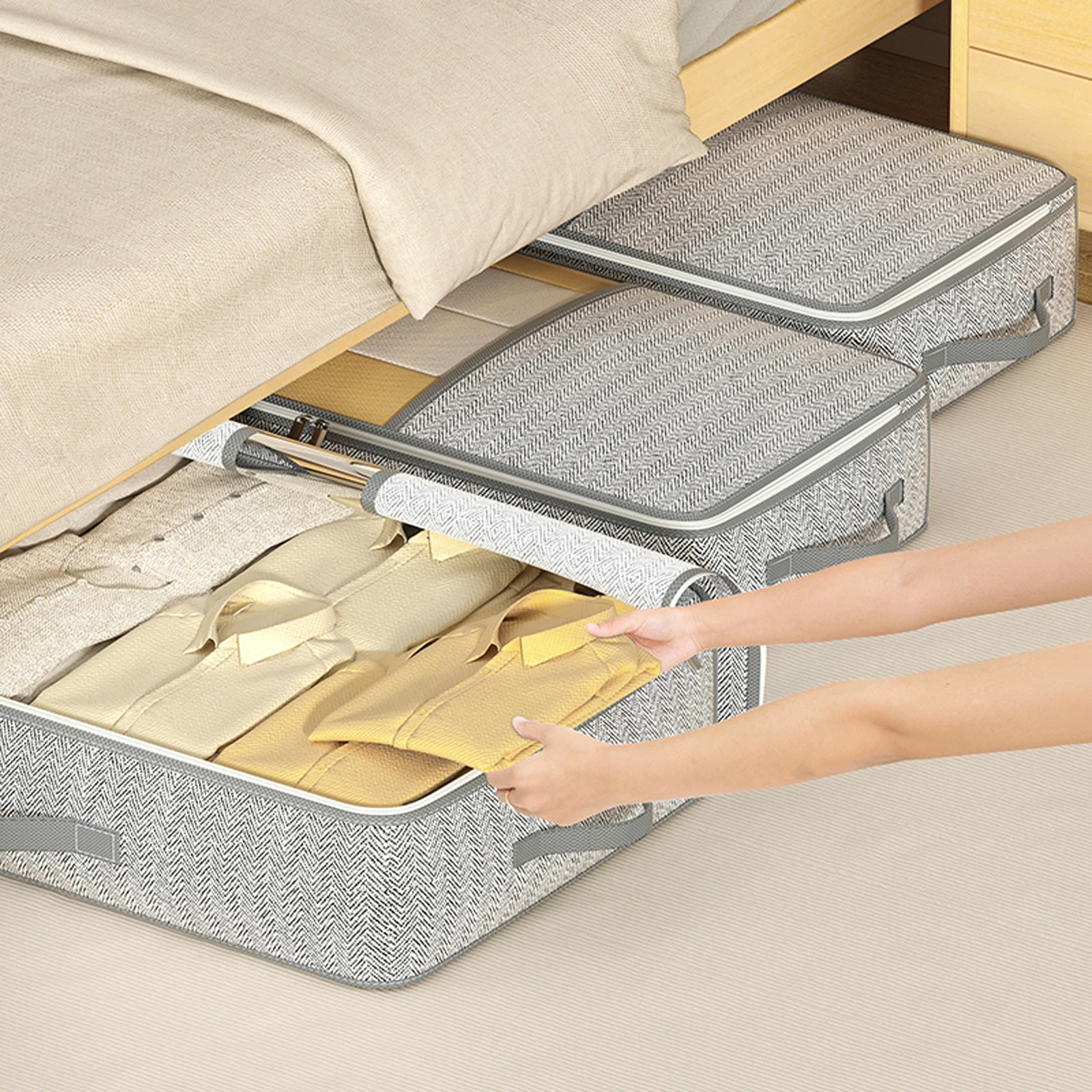 Oversized-bed-bottom-storage-box-Foldable-clothes-quilt-organizer-bag ...