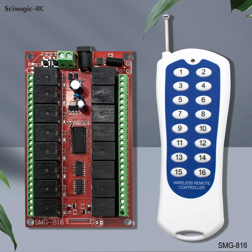 16-Channels-RF-Wireless-433-MHz-Remote-Control-Switch-DC-12V-24V-System ...