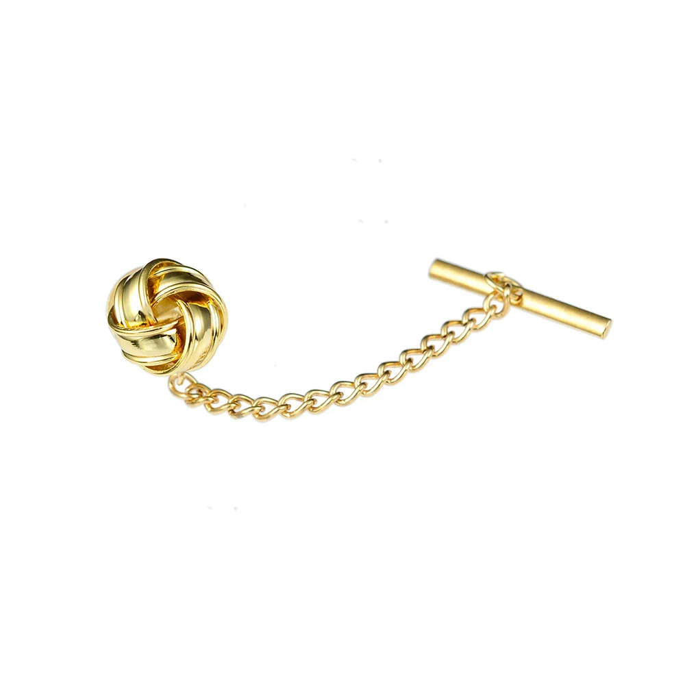 ICEYY-Brass-Metal-Fashionable-Metal-Knot-Tie-Tack-Pin-with-Safety-Chain ...