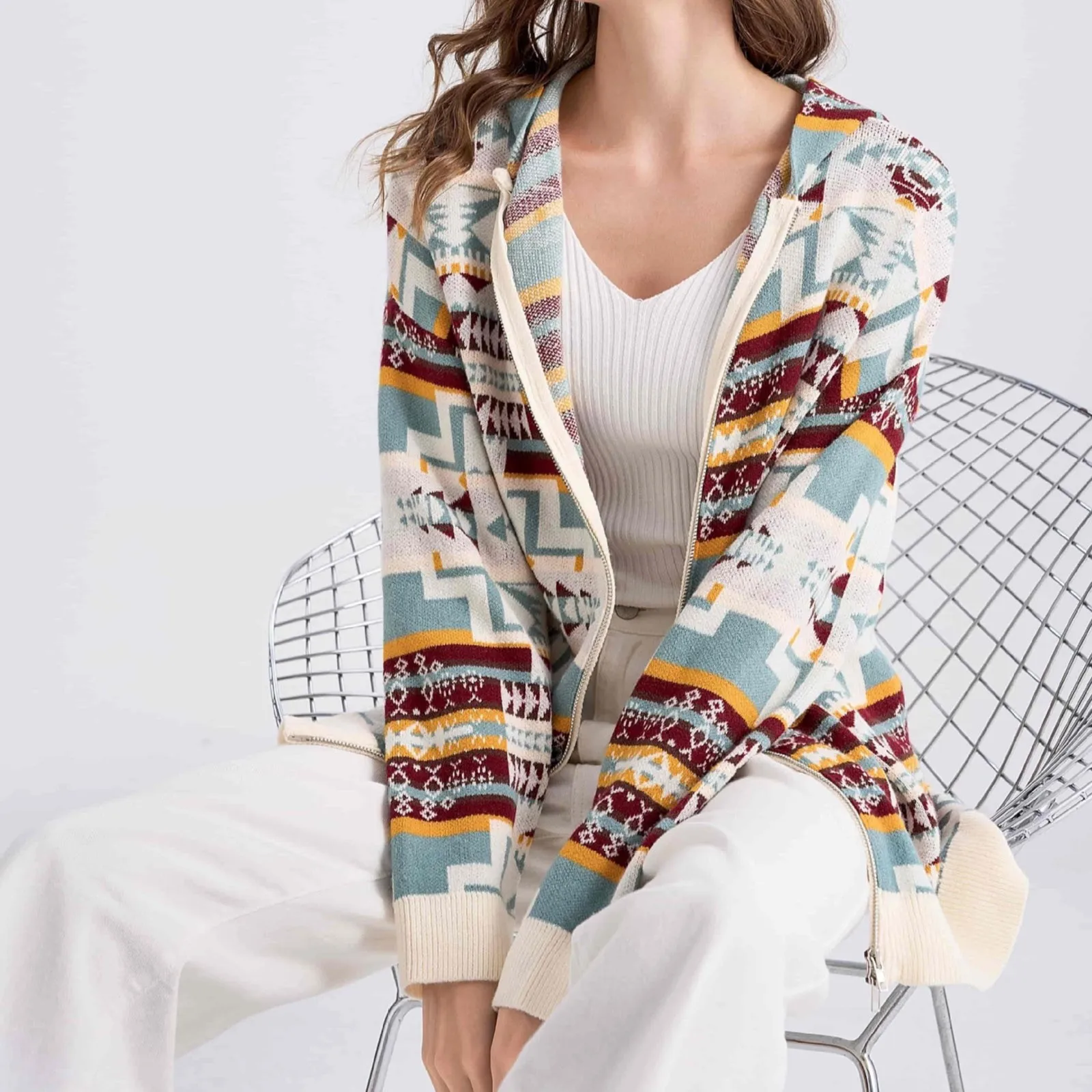 Christmas-Sweater-Jacket-For-Women-Graphic-Printed-Hooded-Cardigan ...