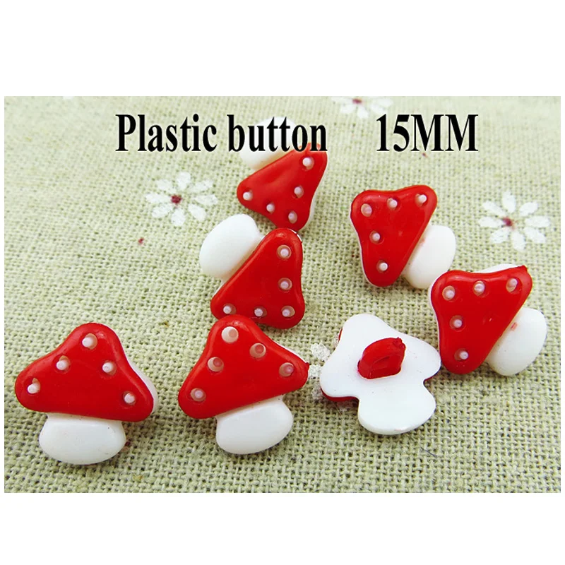 50pcs 15mm Mushroom Shape Red Dyed Plastic Buttons Coat Boots Sewing ...