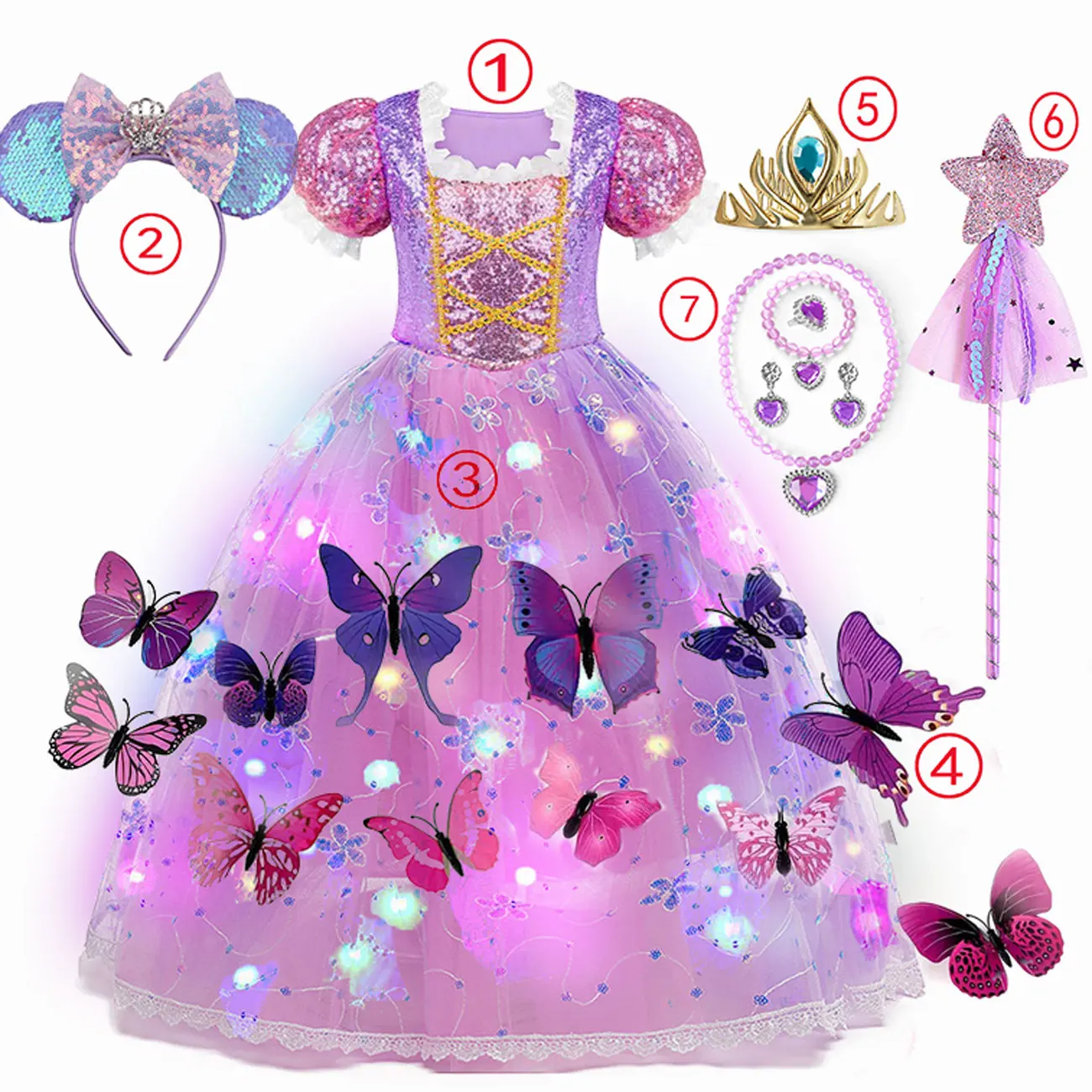 Disney-Children-Dress-Rapunzel-Costume-Sequins-Purple-Purple-Dress ...