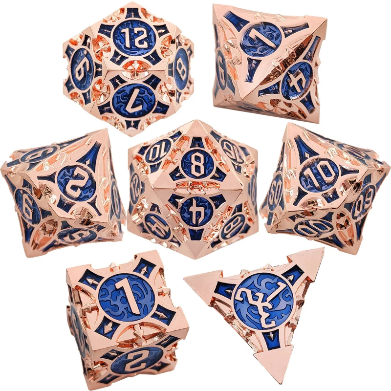 7PCs Metal Dnd Dice Set Solid Polyhedral D&D DND For Dungeons And Dragons Role Playing Game MTG ...