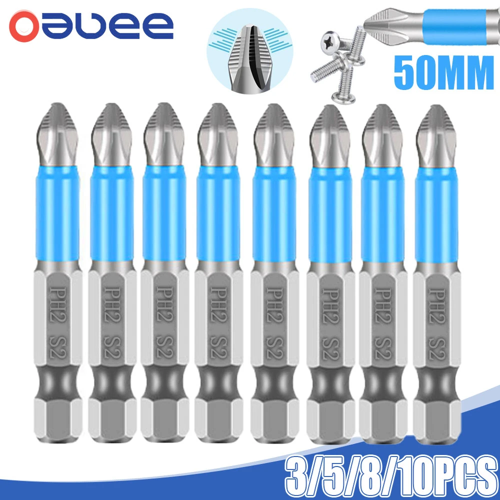 3/5/8/10Pcs Screwdriver Bits Set 50mm PH2 Anti-slip with Magnetic 1/4 ...