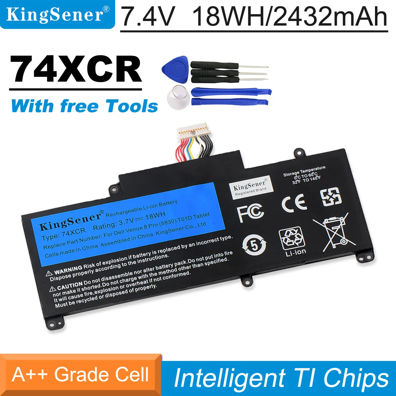KingSener 74XCR 074XCR Laptop Battery For DELL Venue 8 Pro 5830 T01D ...