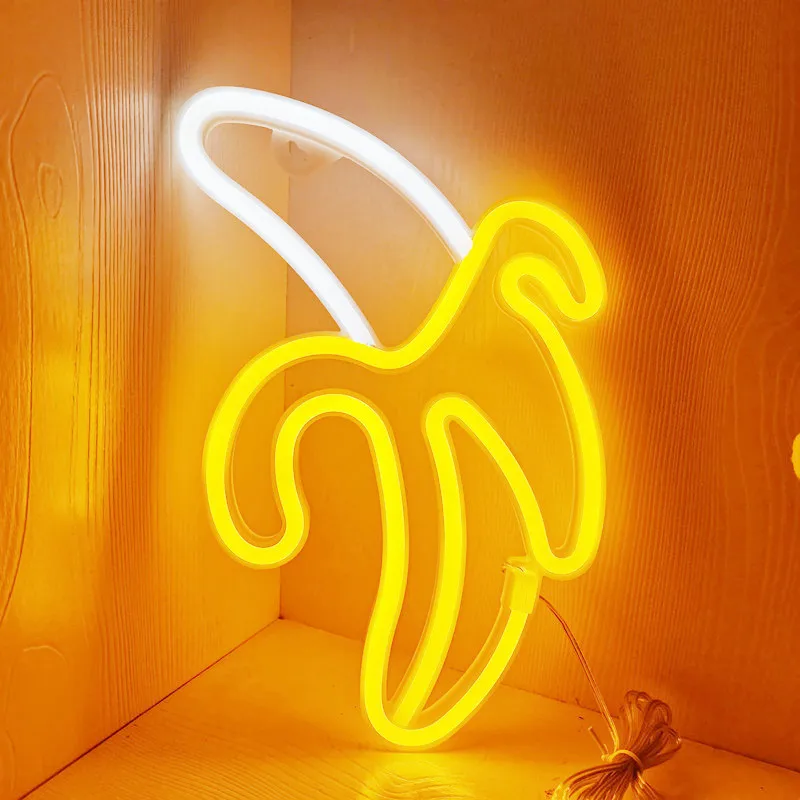 LED-Neon-Sign-Lamp-Banana-Cherry-Shaped-Fruit-Restaurant-Wall-Neon ...