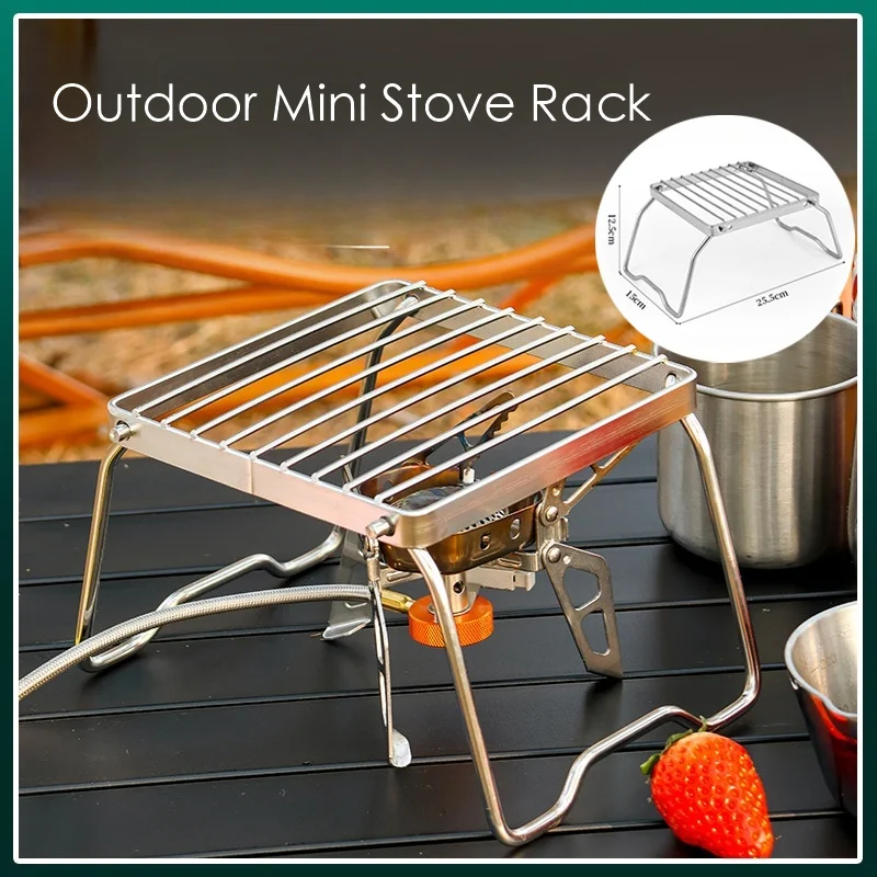 Outdoor camping stainless steel stove frame striped folding portable ...