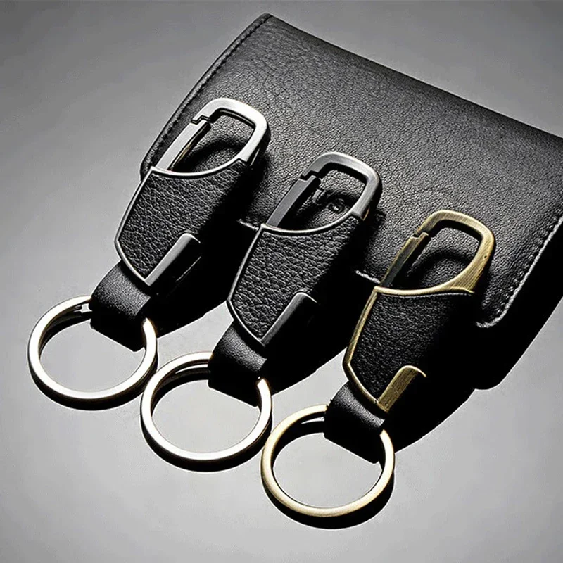 Leather-Men-Keychain-Black-Keyring-Holder-Stylish-Waist-Hang-Anti-Loss ...