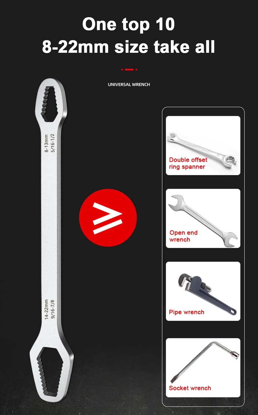 CLE A MOLETTE,03--Clé Torx universelle à cliquet auto agrippante, 8 ...