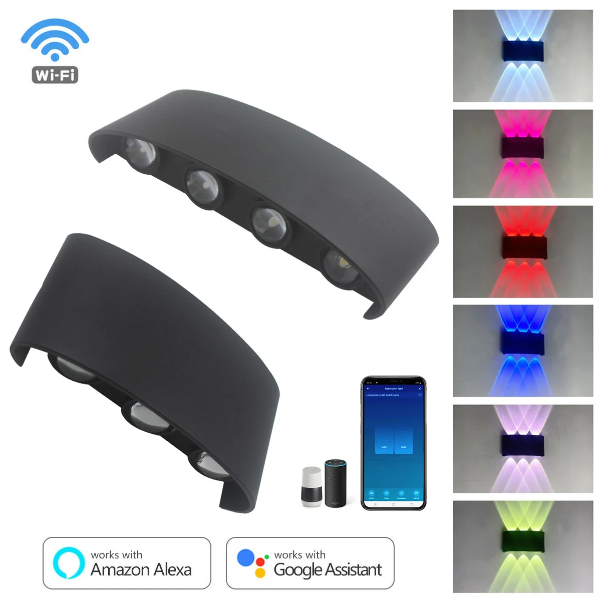 6W-8W-RGBW-Up-Down-LED-Wall-Lamp-Wifi-Bluetooth-Smart-APP-Control ...