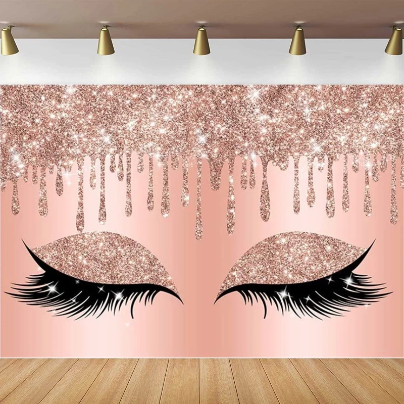 Photography Backdrop Eyelashes Makeup Artist Background Drips Glitter ...