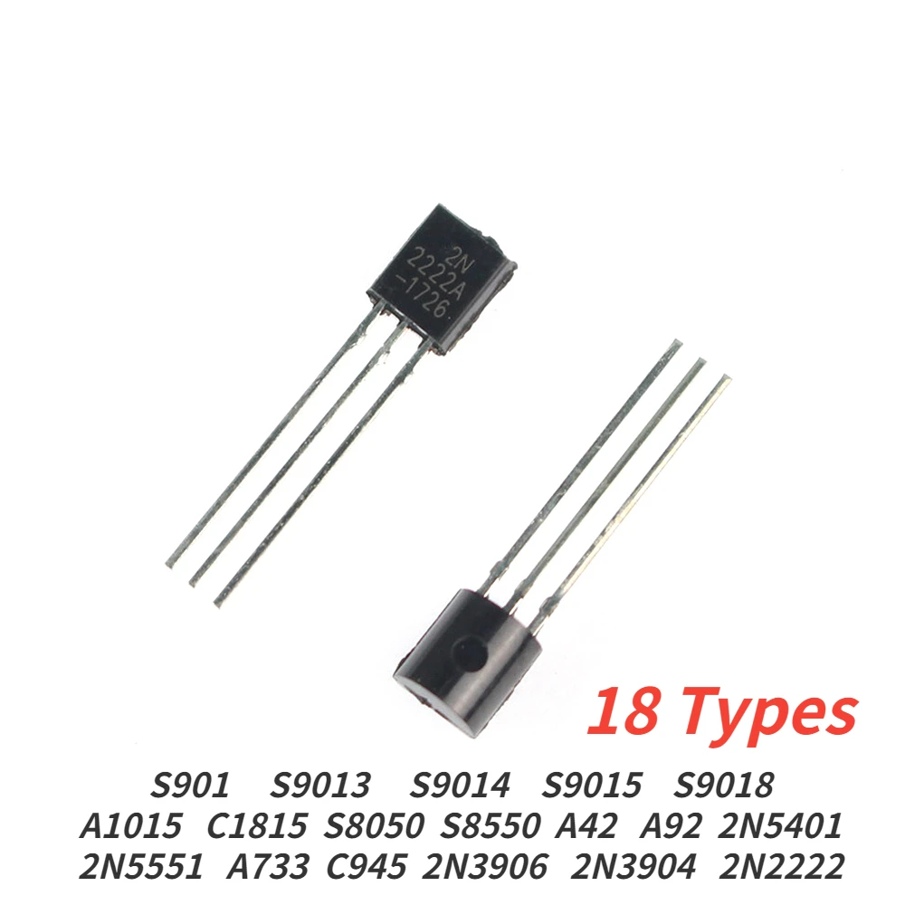 180PCS-TO-92-Transistor-Kit-NPN-2N2222-2N3904-2N3906-A733-C945-S9012 ...