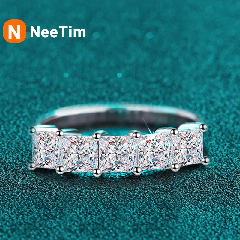 NeeTim-Full-D-Color-Princess-Cut-Moissanite-Diamond-Rings-for-Women-S925-Sterling-Silver-Wedding ...