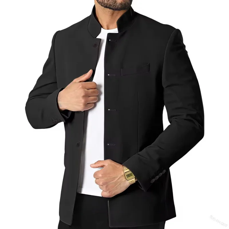 Formal Chinese men's suit jacket, business uniform jacket, stand collar ...