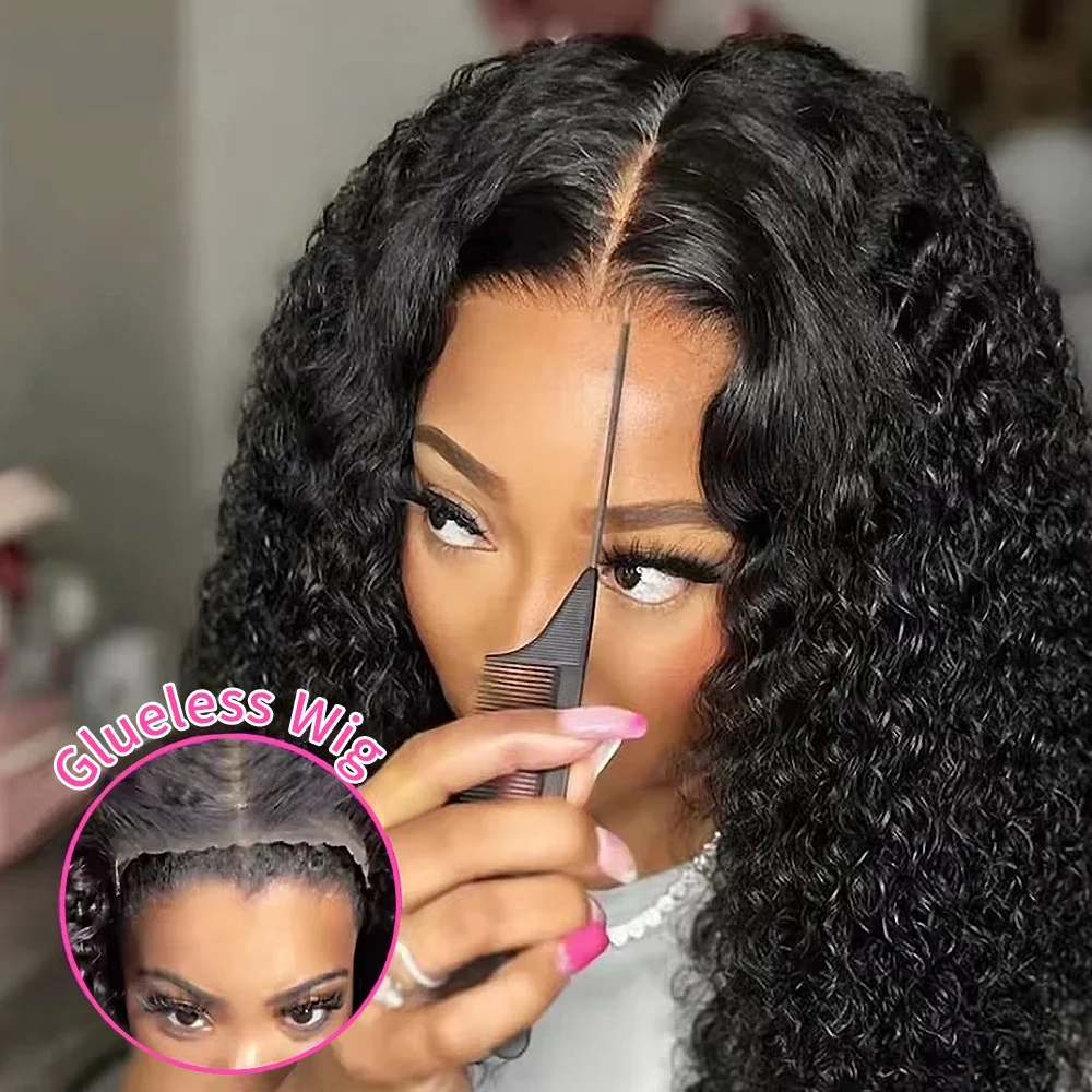 Water Wave Glueless Wig Human Hair 13x6 HD Lace Frontal Wig Curly Wigs ...