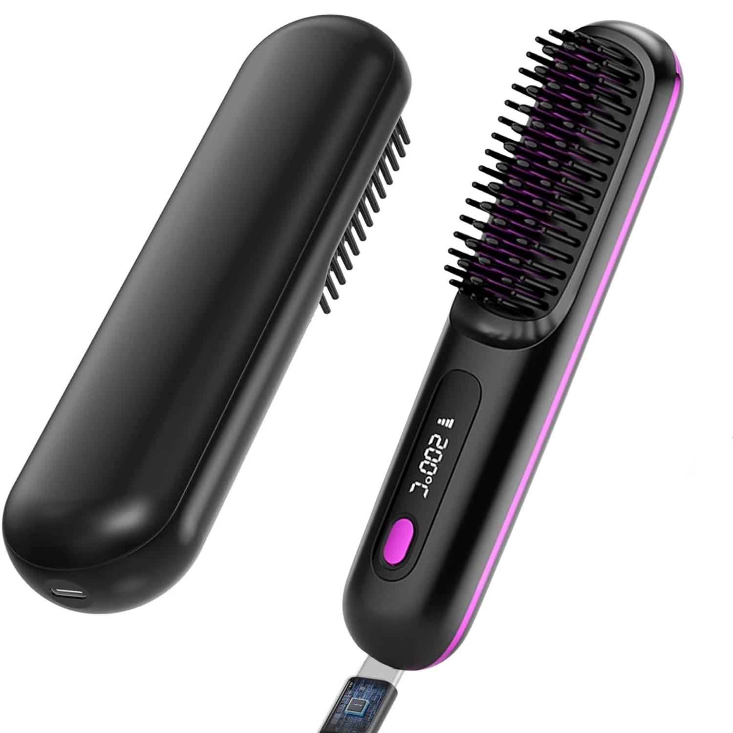 El-trica-sem-fio-Straightener-escova-de-cabelo-3-Configura-o-LED ...